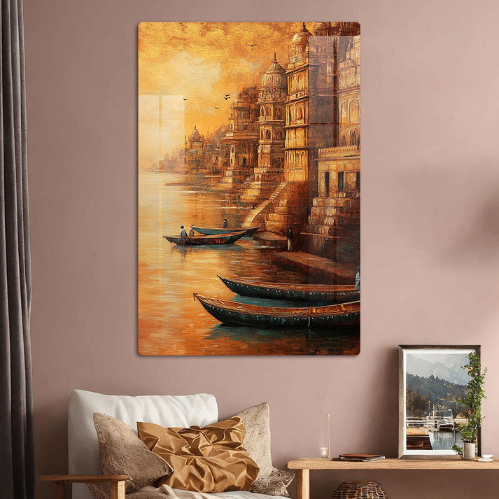 Abstract Banaras Ghat Wall Art: A Modern Interpretation of Sacred Sere ...