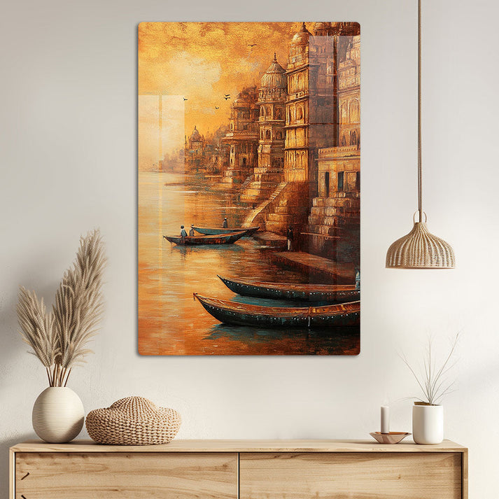 Abstract Banaras Ghat Wall Art: A Modern Interpretation of Sacred Sere ...