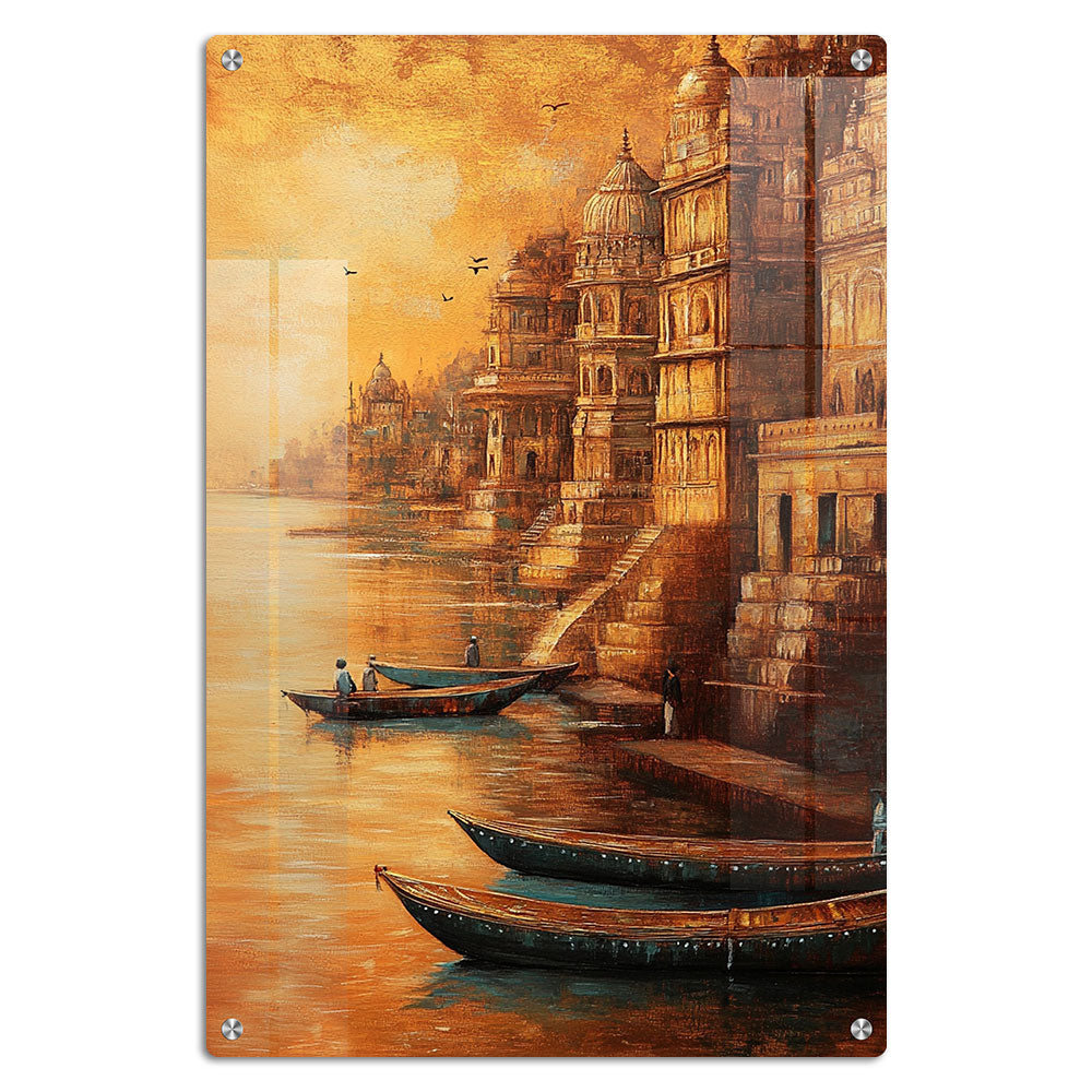 Abstract Banaras Ghat Wall Art: A Modern Interpretation of Sacred Sere ...